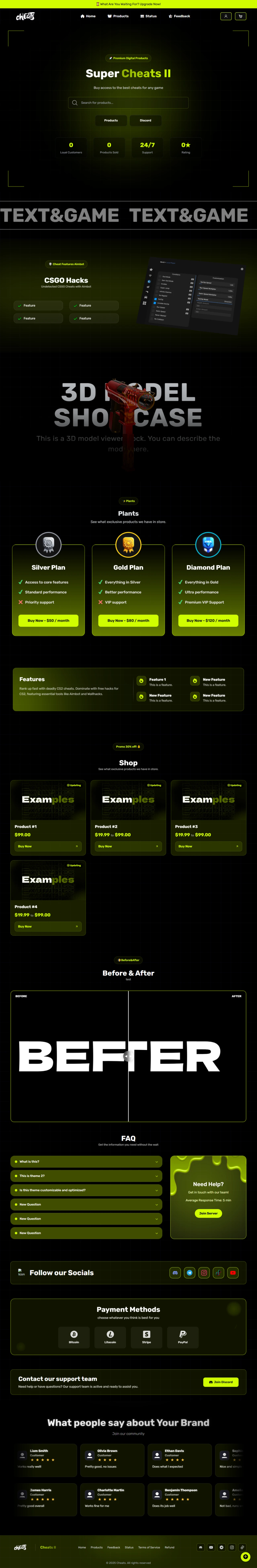 Cheats | Theme (Yellow) - Theme | Best SellAuth Templates