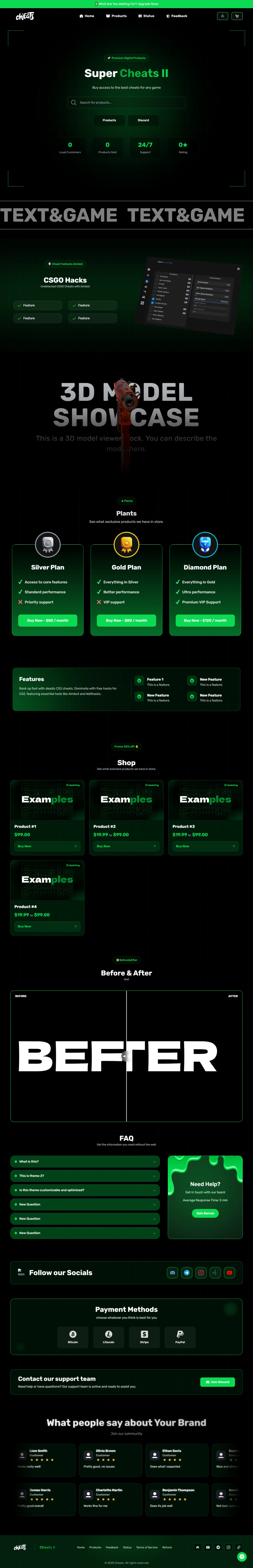 Cheats | Theme (Green) - Theme | Best SellAuth Templates